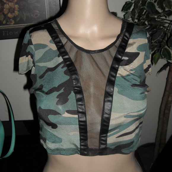 no brand | Tops | Womens Camouflage Army Mesh Sexy Crop Top | Poshmark